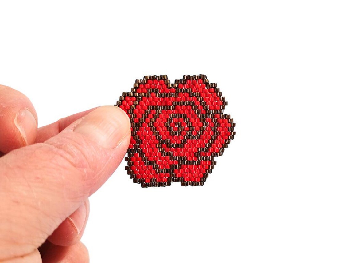 Rose Brick Stitch Pattern: Valentine's Bead Weaving (PDF) - Etsy