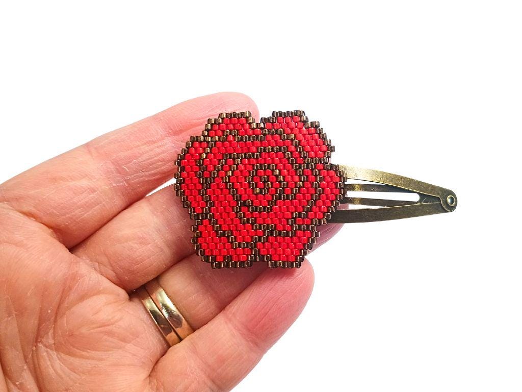 Rose Brick Stitch Pattern: Valentine's Bead Weaving (PDF) - Etsy
