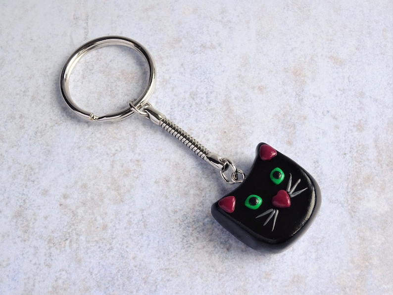 Black Cat Keychain Cute Cat Keyring Cat Lover Gift Witches - Etsy