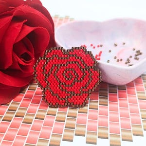 Rose Brick Stitch Pattern: Valentine's Bead Weaving (PDF) - Etsy