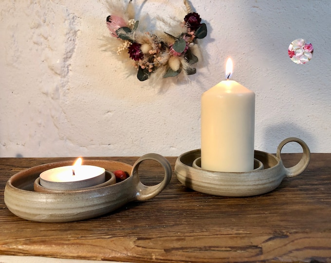 Candle Holder, Candle Holder With Handle, Ceramic Candle Holder, White ...