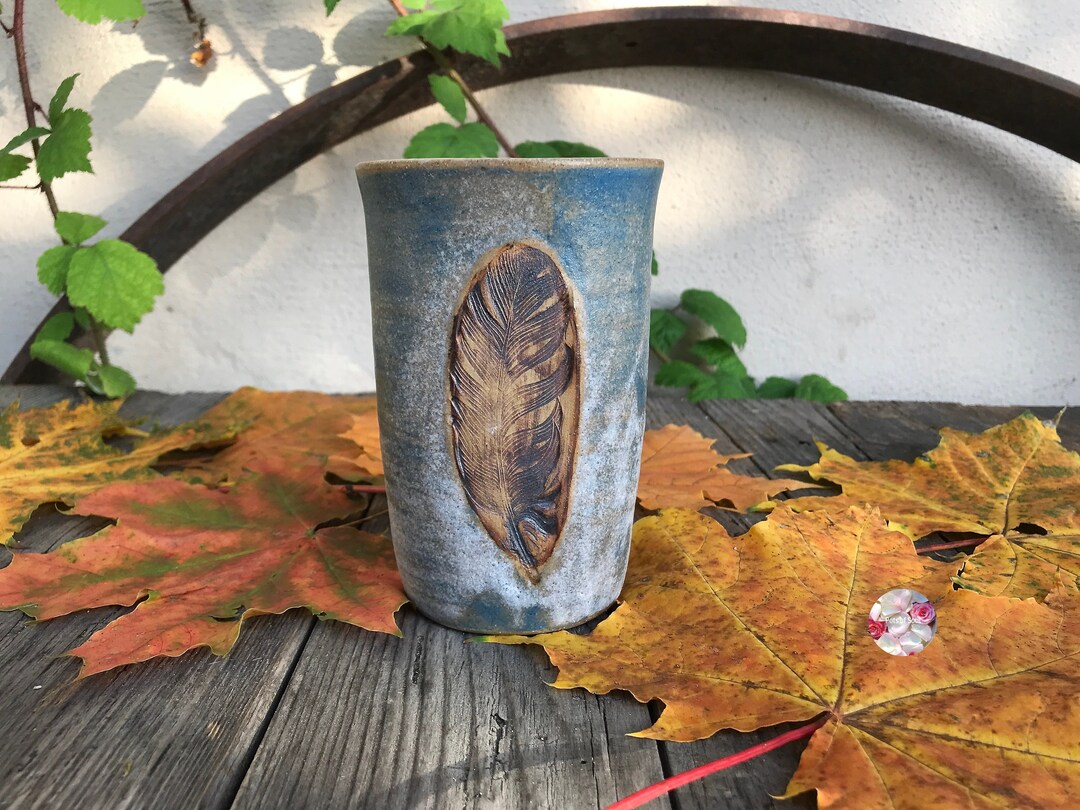 1 Tall Feather Ceramic Mug // Ceramic Mug Coffee Mug Cappuccino ...