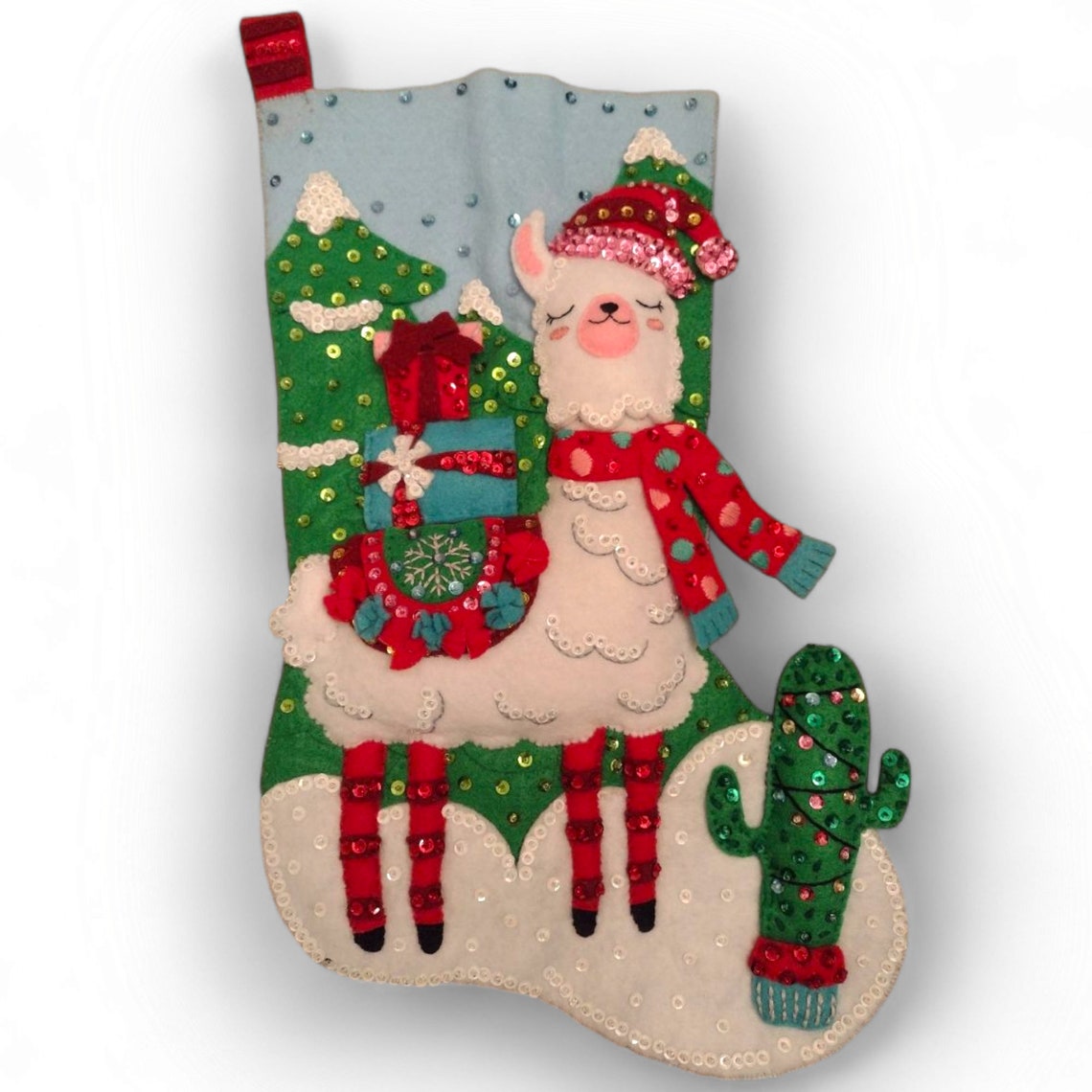 Handcrafted 18 Inch Felt Christmas Stocking: Bucilla Christmas Llama ...