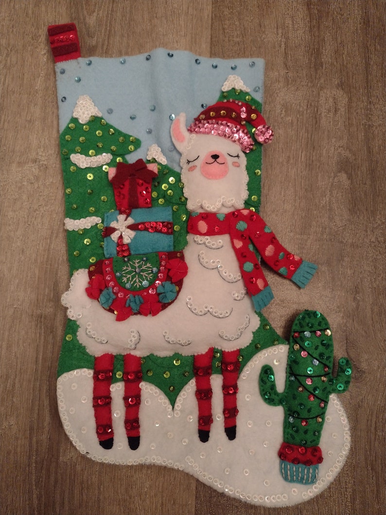 Handcrafted 18 Inch Felt Christmas Stocking: Bucilla Christmas Llama ...