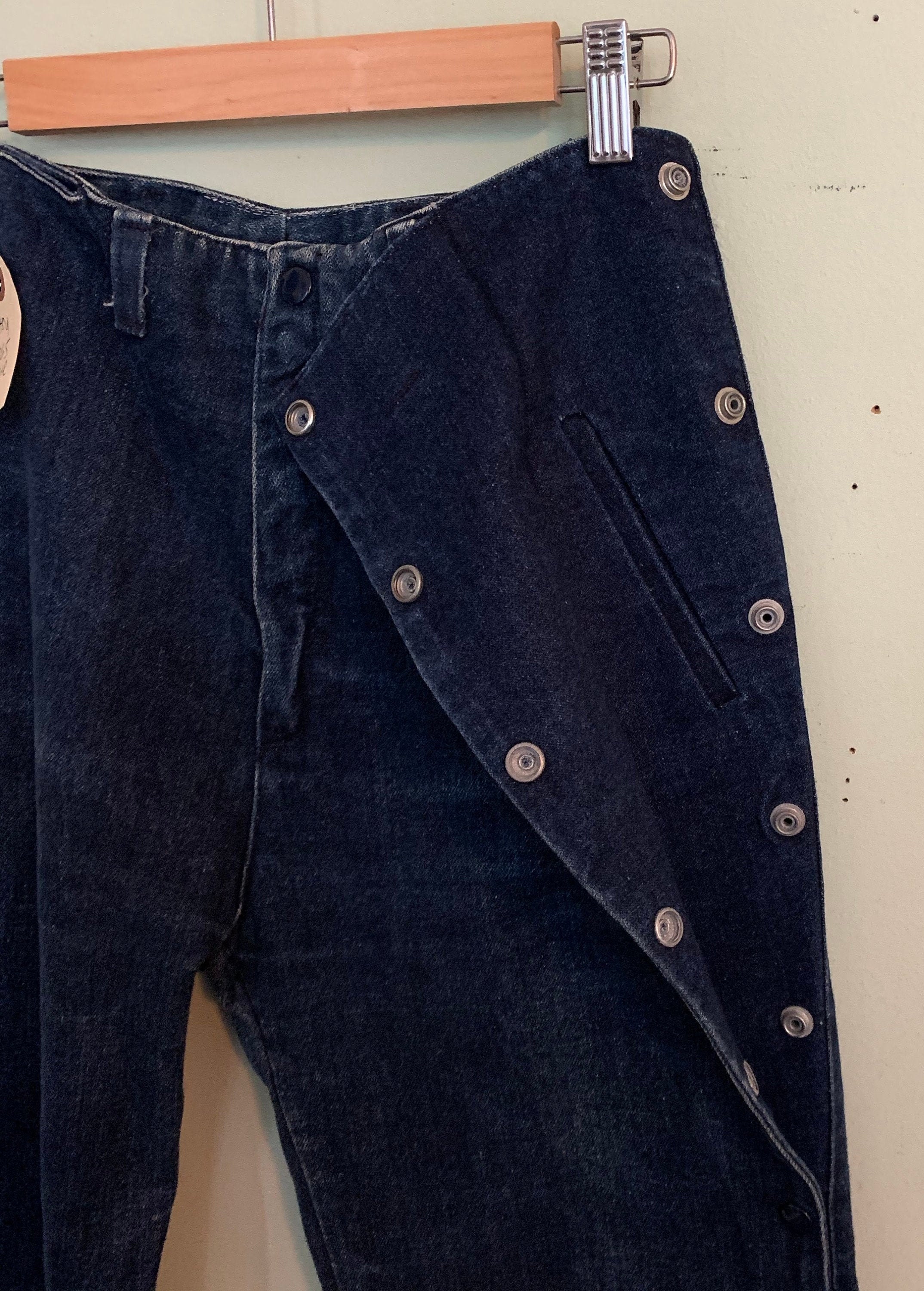 Side-snap Gusset Denim Trousers - Etsy UK