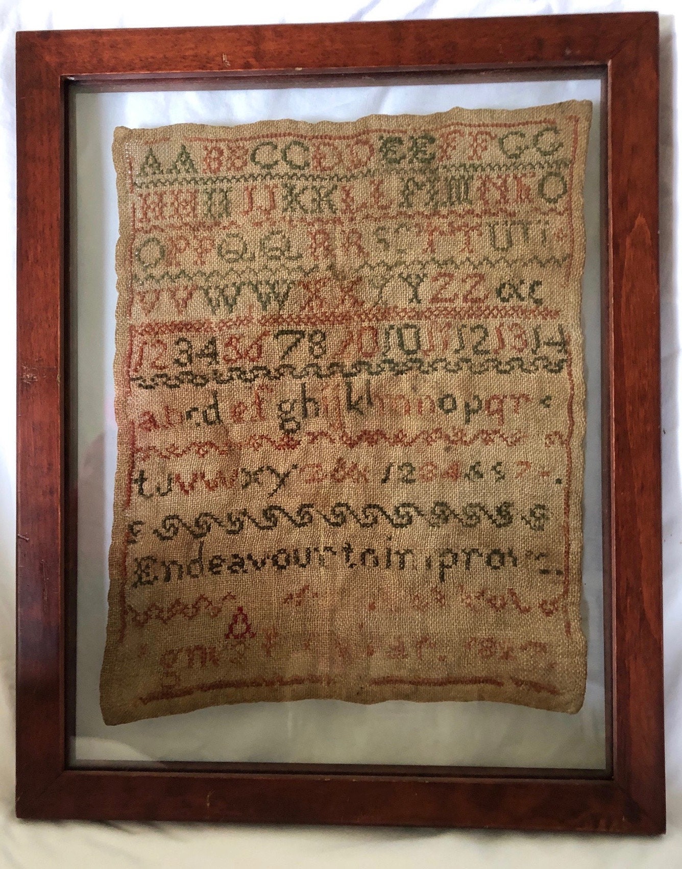 19th Century Antique Sampler Needle Work Needlepoint Needlework ...