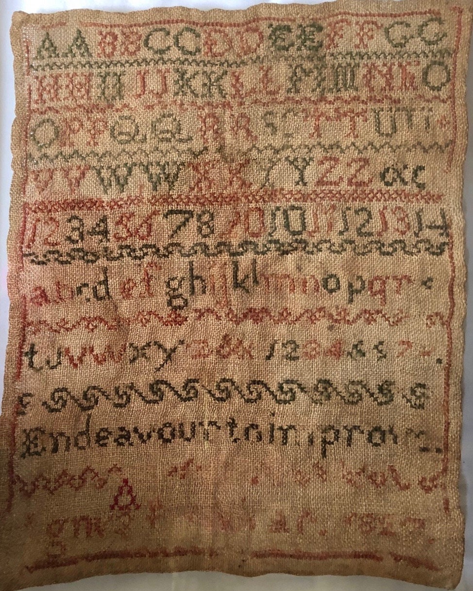 19th Century Antique Sampler Needle Work Needlepoint Needlework ...
