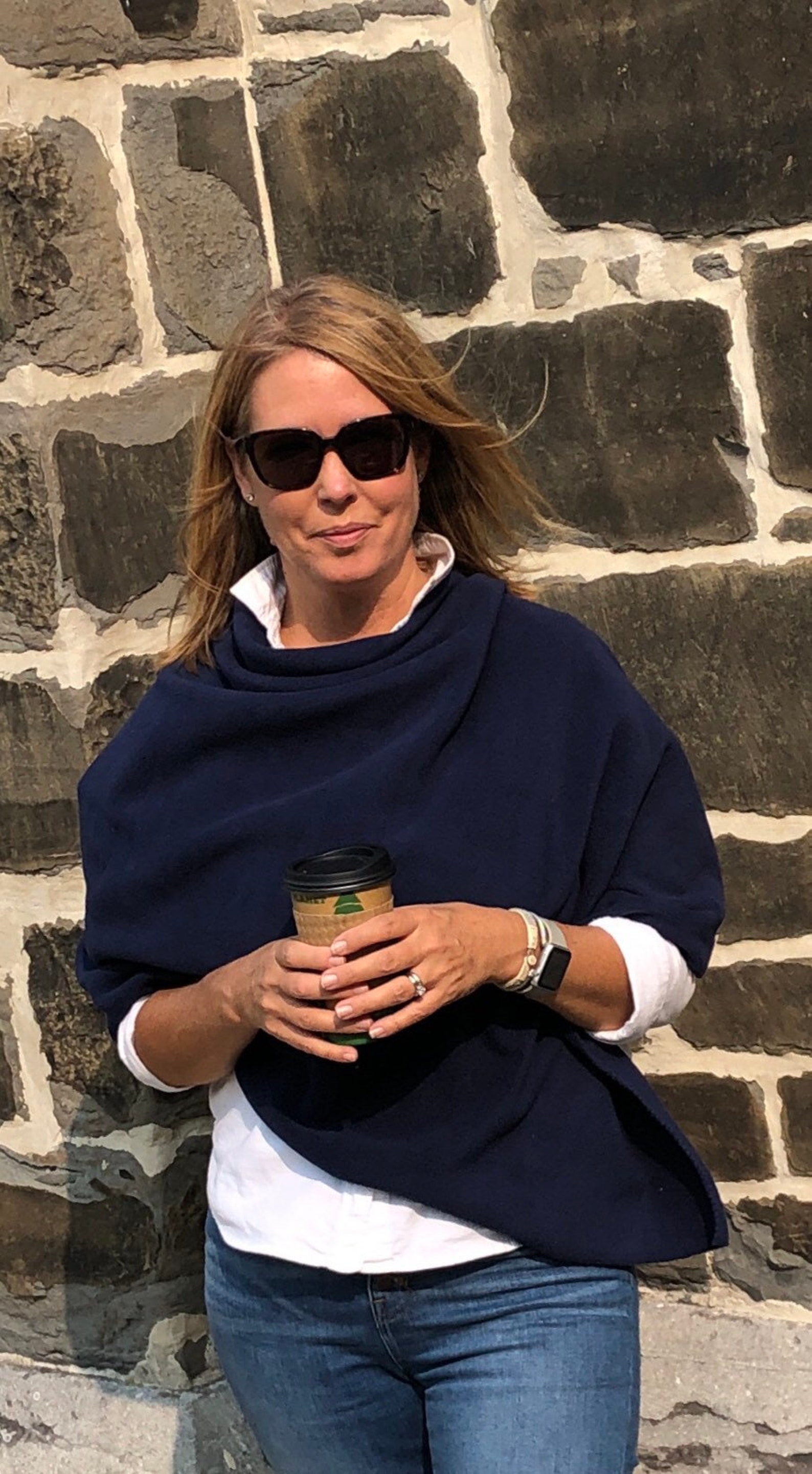 N A V Y Navy Blue Poncho Fall Wrap Topper Fleece - the Saratoga Poncho ...