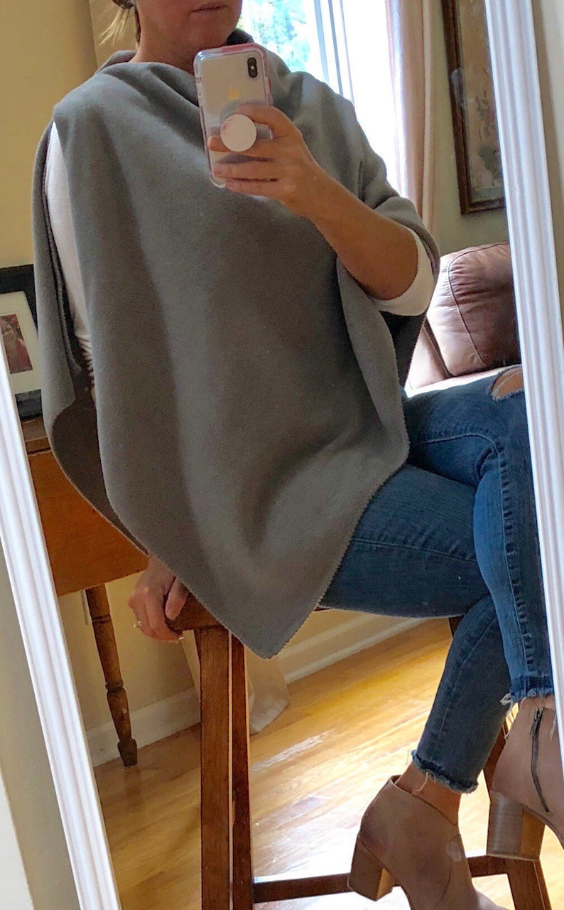 Taupe Poncho Dark Grey Gray Fall Outfit Fleece - Day to Night Wear ...