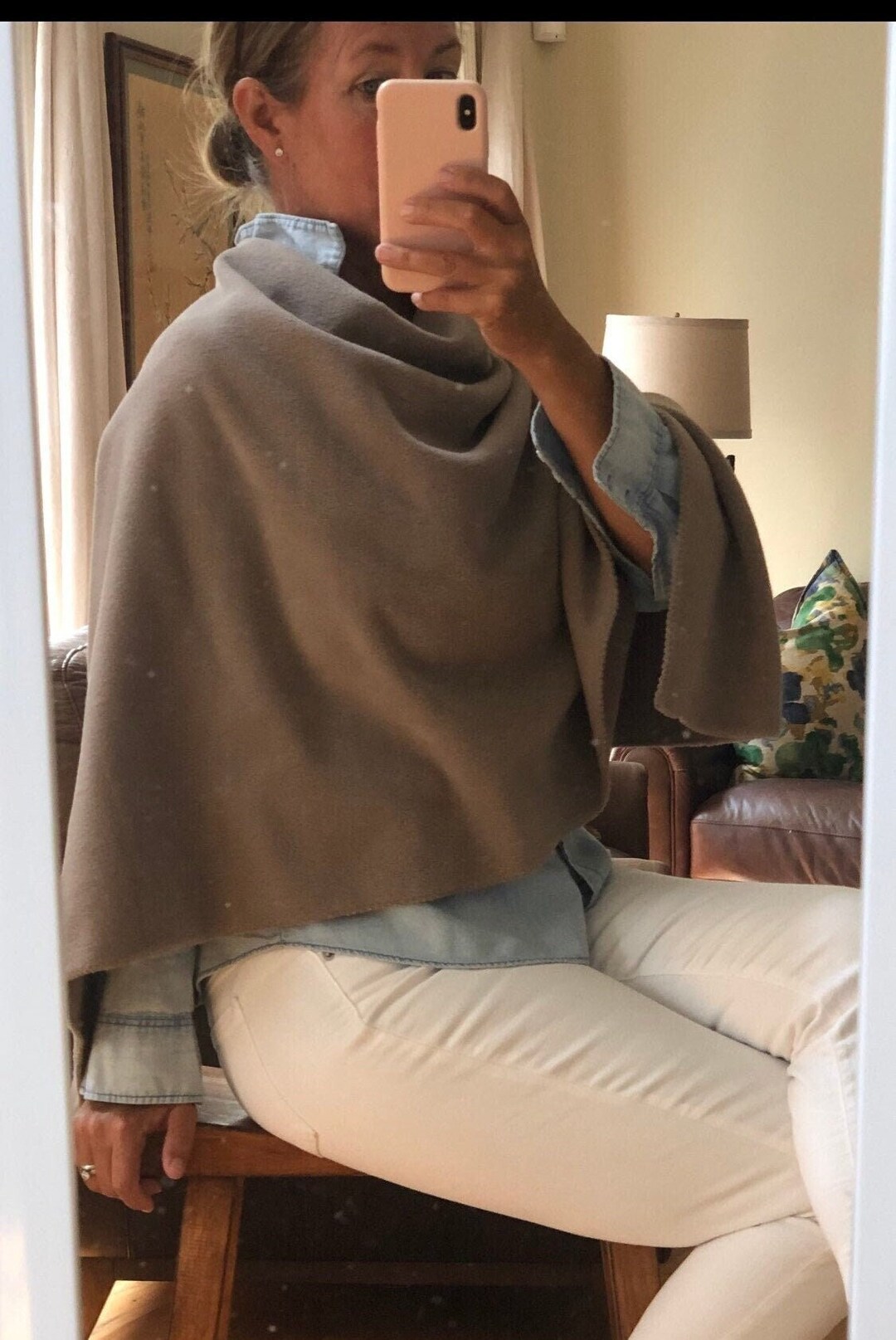 Petite Dark Camel Poncho Brown Topper Fall Ruana Wrap Light Brown Mocha ...