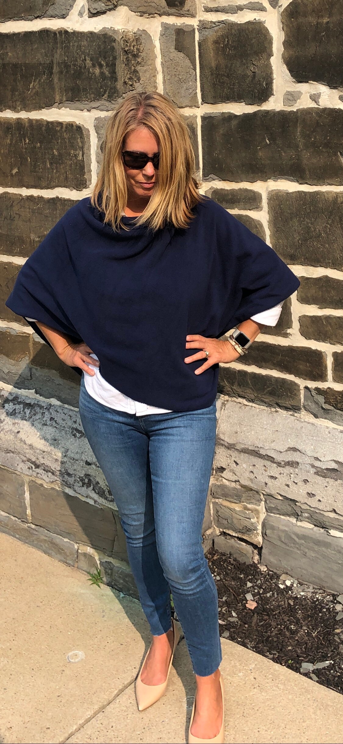 N A V Y Navy Blue Petite Poncho Fall Wrap Topper Fleece - the Saratoga ...