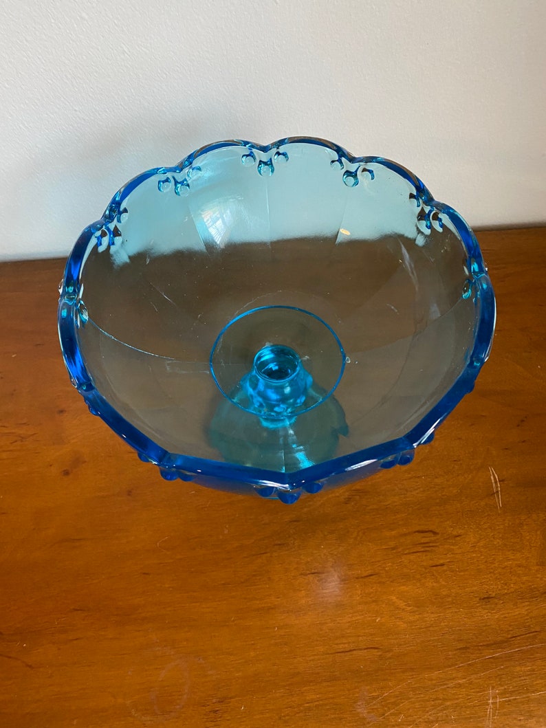 Vintage Blue Glass Pedestal Candy Dish - Etsy