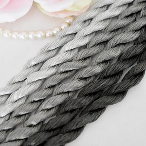 Pure Silk Thread for Embroidery, Green Grey Shades Non-twisted Flat ...