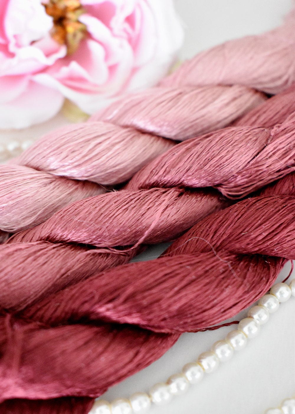 Pure Silk Thread for Embroidery, Rose Shades Non-twisted Flat Silk ...