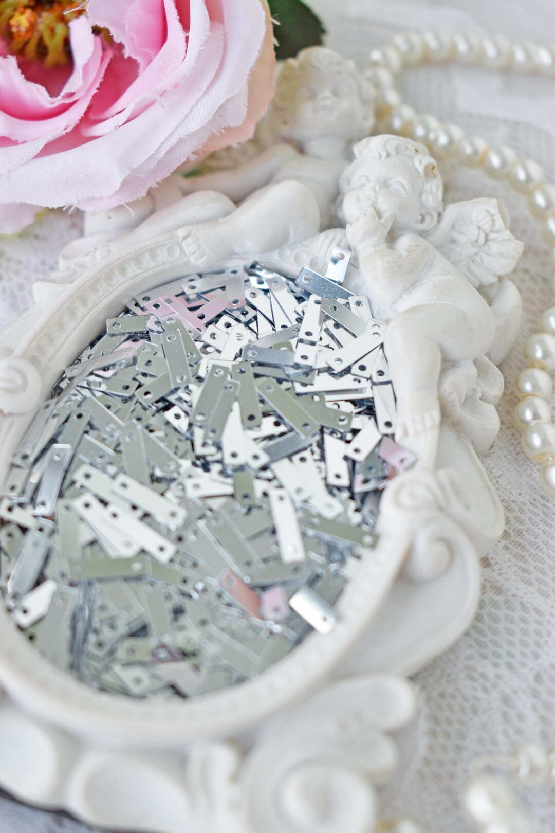 Rectangular Shape Sequins Silver Color, Italian Flat Fantasy Sequins - Etsy