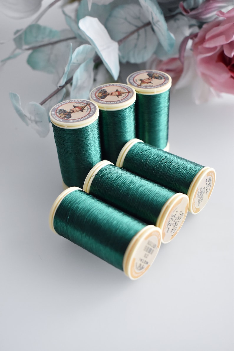 Metallic Pine Green Color 270 Sajou Thread, Metallic Sewing Thread, Fil ...