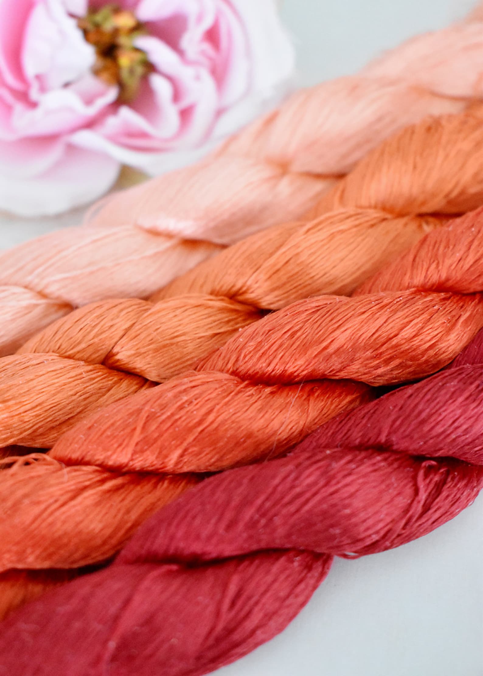 Pure Silk Thread for Embroidery, Orange Shades Non-twisted Flat Silk ...