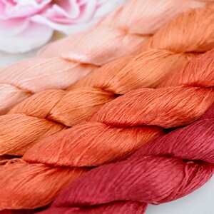 Pure Silk Thread for Embroidery, Orange Shades Non-twisted Flat Silk ...