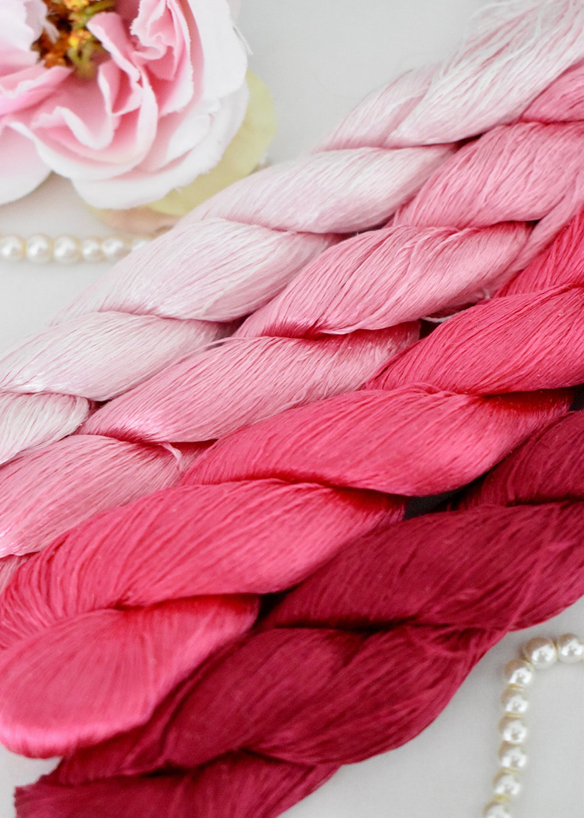 Pure Silk Thread for Embroidery Pink Shades Non-twisted Flat - Etsy UK