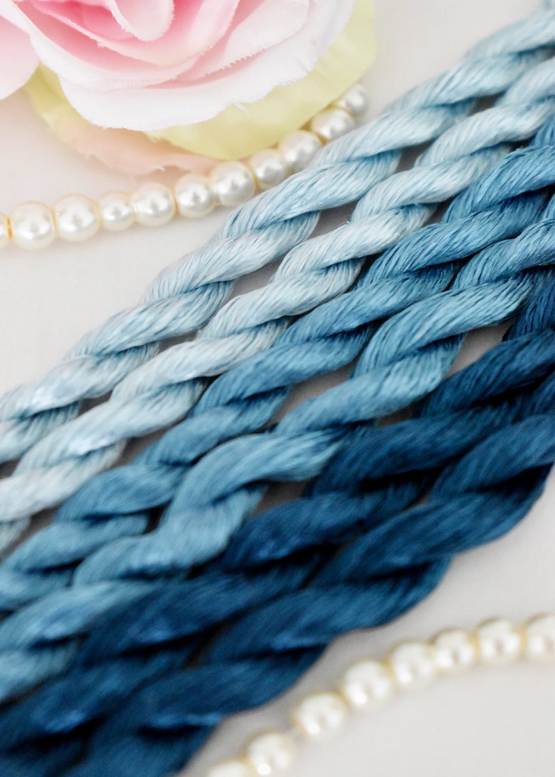 Pure Silk Thread for Embroidery, Blue Shades Non-twisted Flat Silk ...