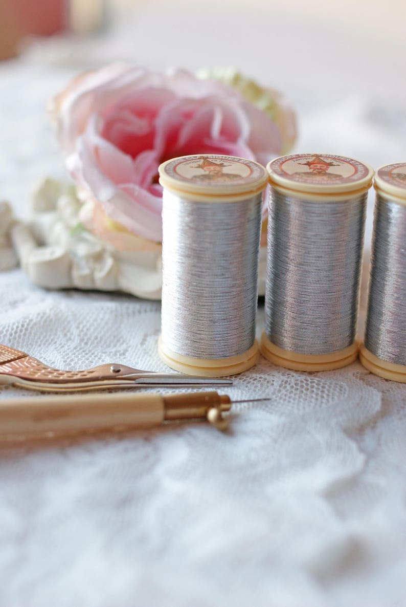 Silver-sajou Metallic Thread Metallic Sewing Thread Fil Au | Etsy