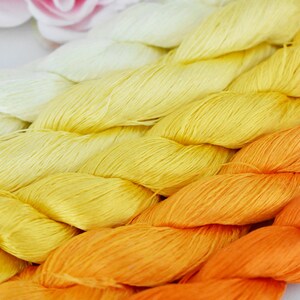 Pure Silk Thread for Embroidery, Yellow Shades Non-twisted Flat Silk ...