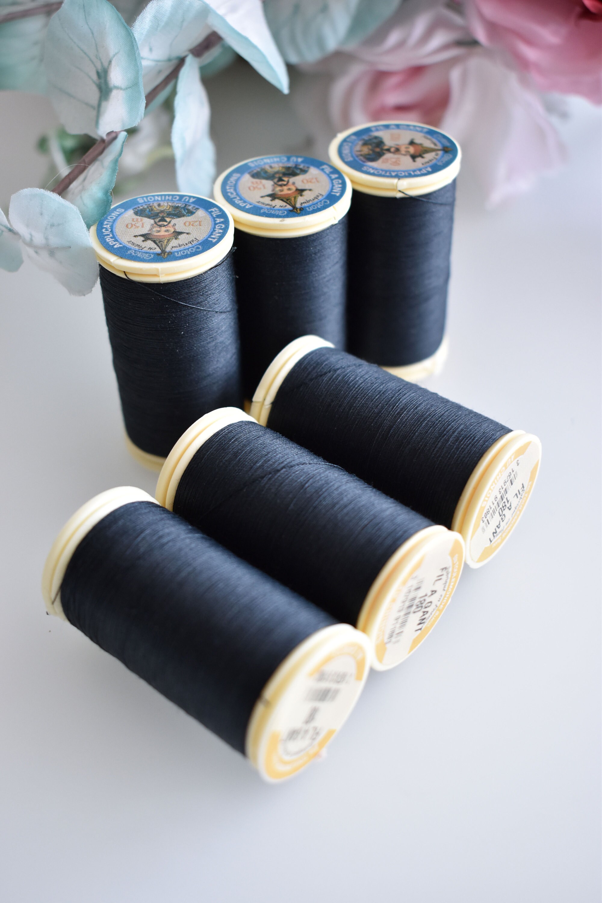 Black Gloving Thread 180, Fil Au Chinois Cotton Thread, Sajou French ...