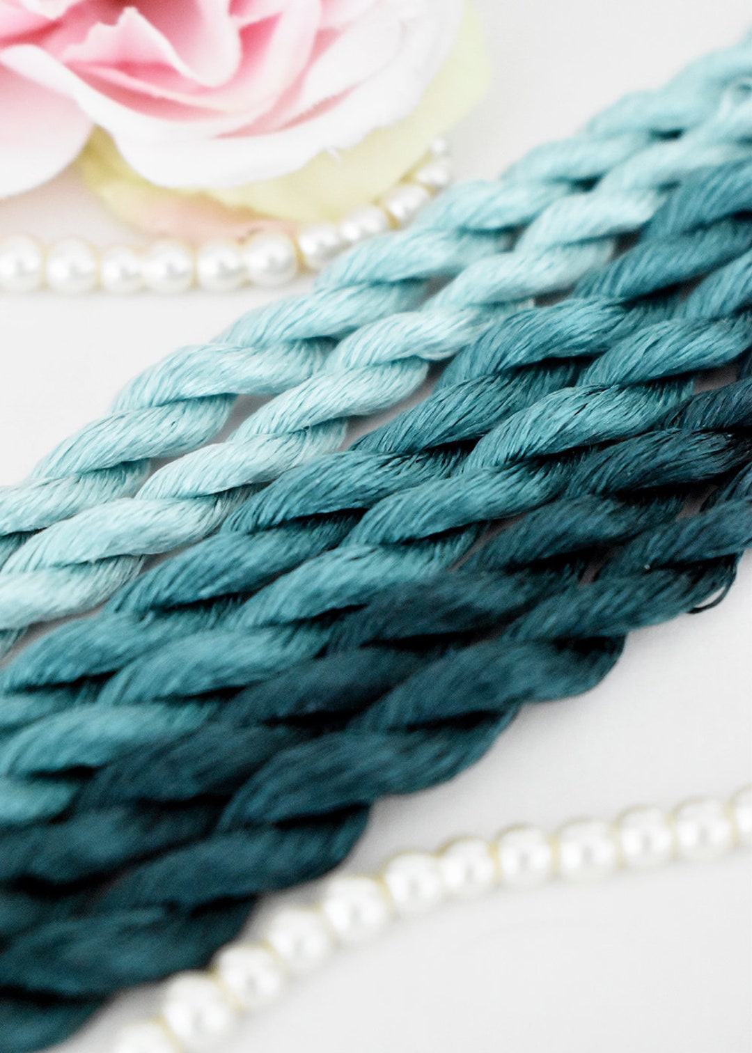 Pure Silk Thread for Embroidery, Green Shades Non-twisted Flat Silk ...