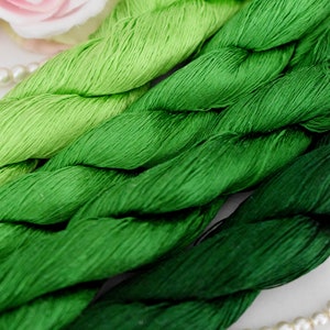 Pure Silk Thread for Embroidery, Green Shades Non-twisted Flat Silk ...