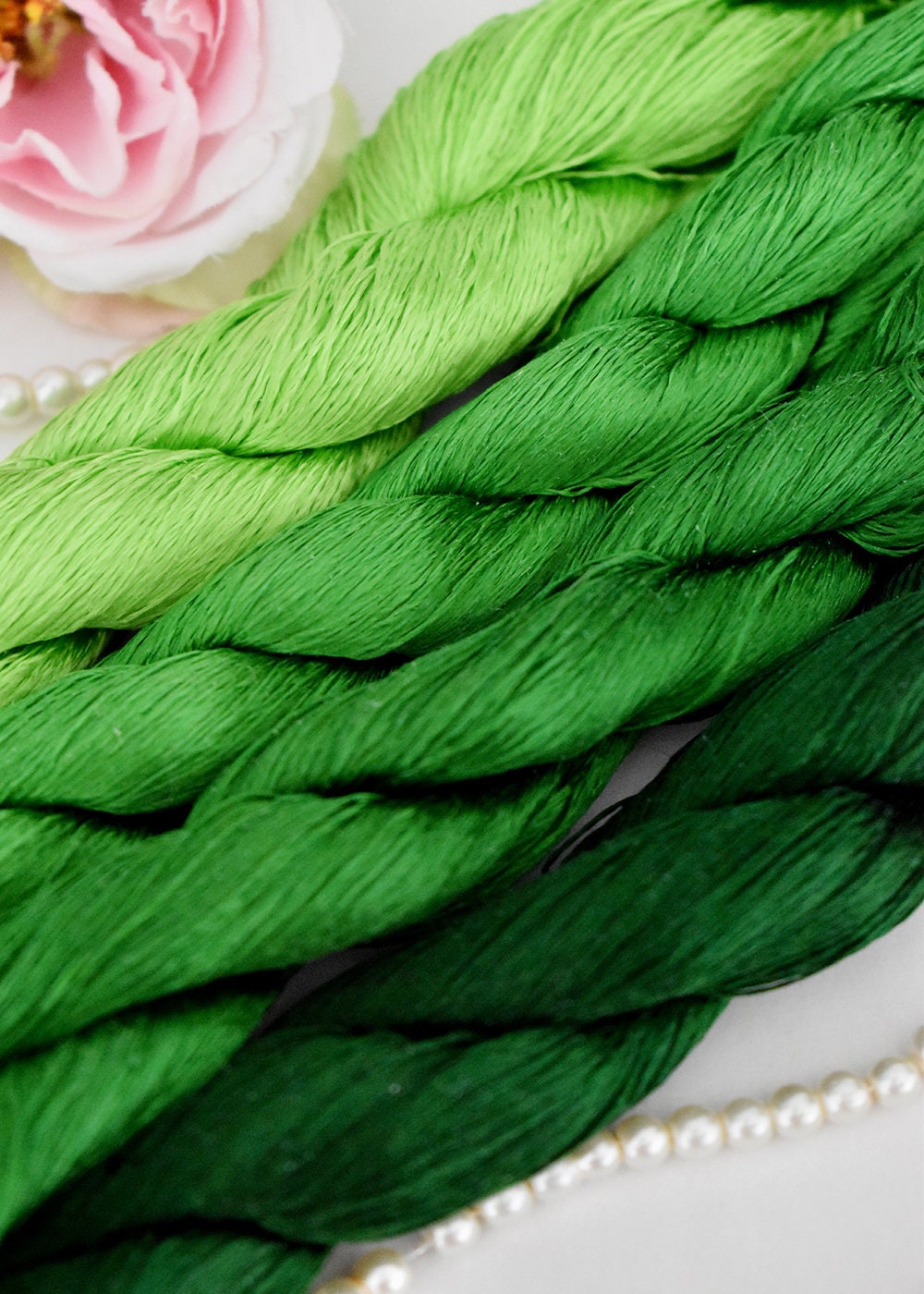 Pure Silk Thread for Embroidery Green Shades Non-twisted Flat - Etsy