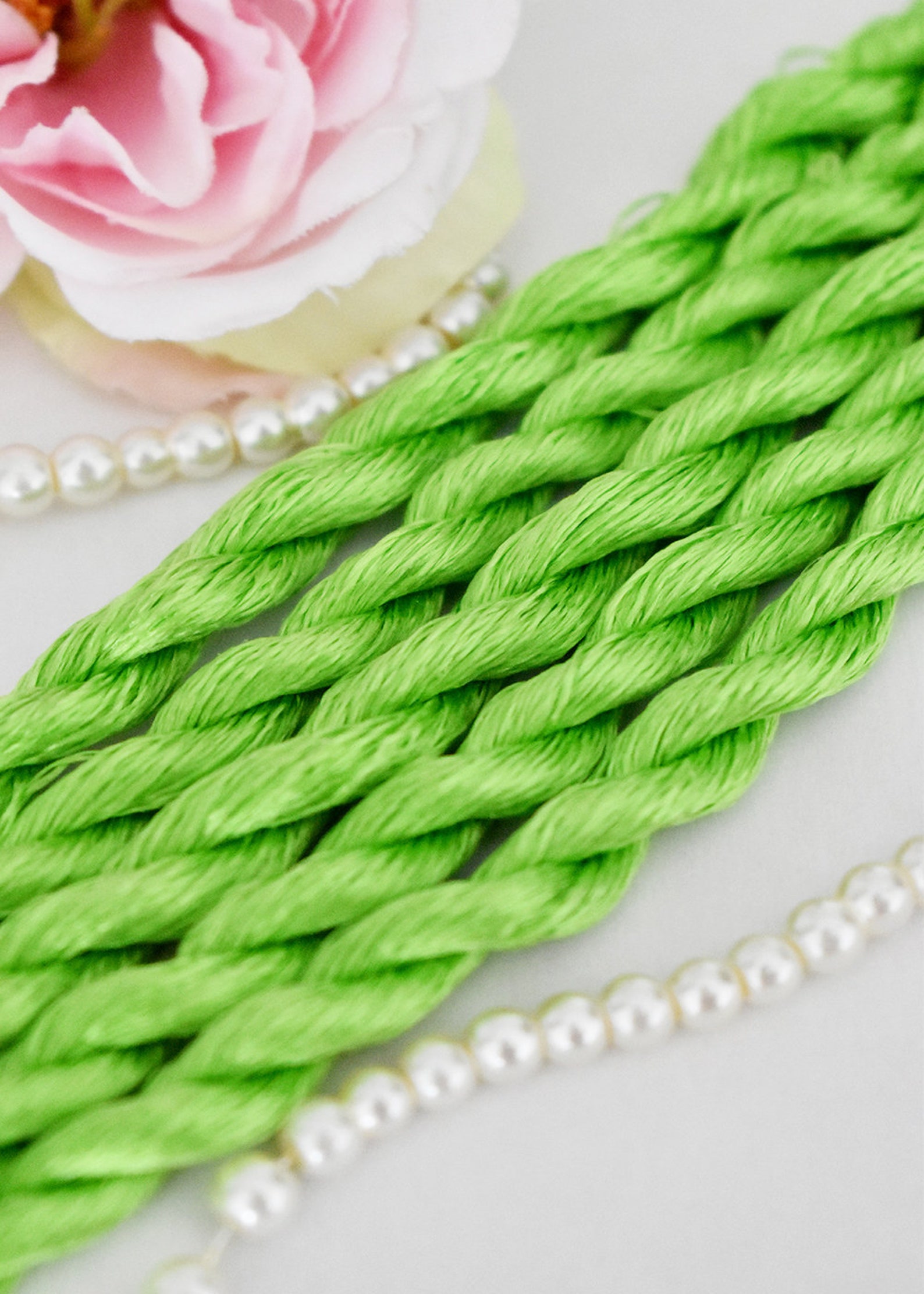 Pure Silk Thread for Embroidery, Green Shades Non-twisted Flat Silk ...