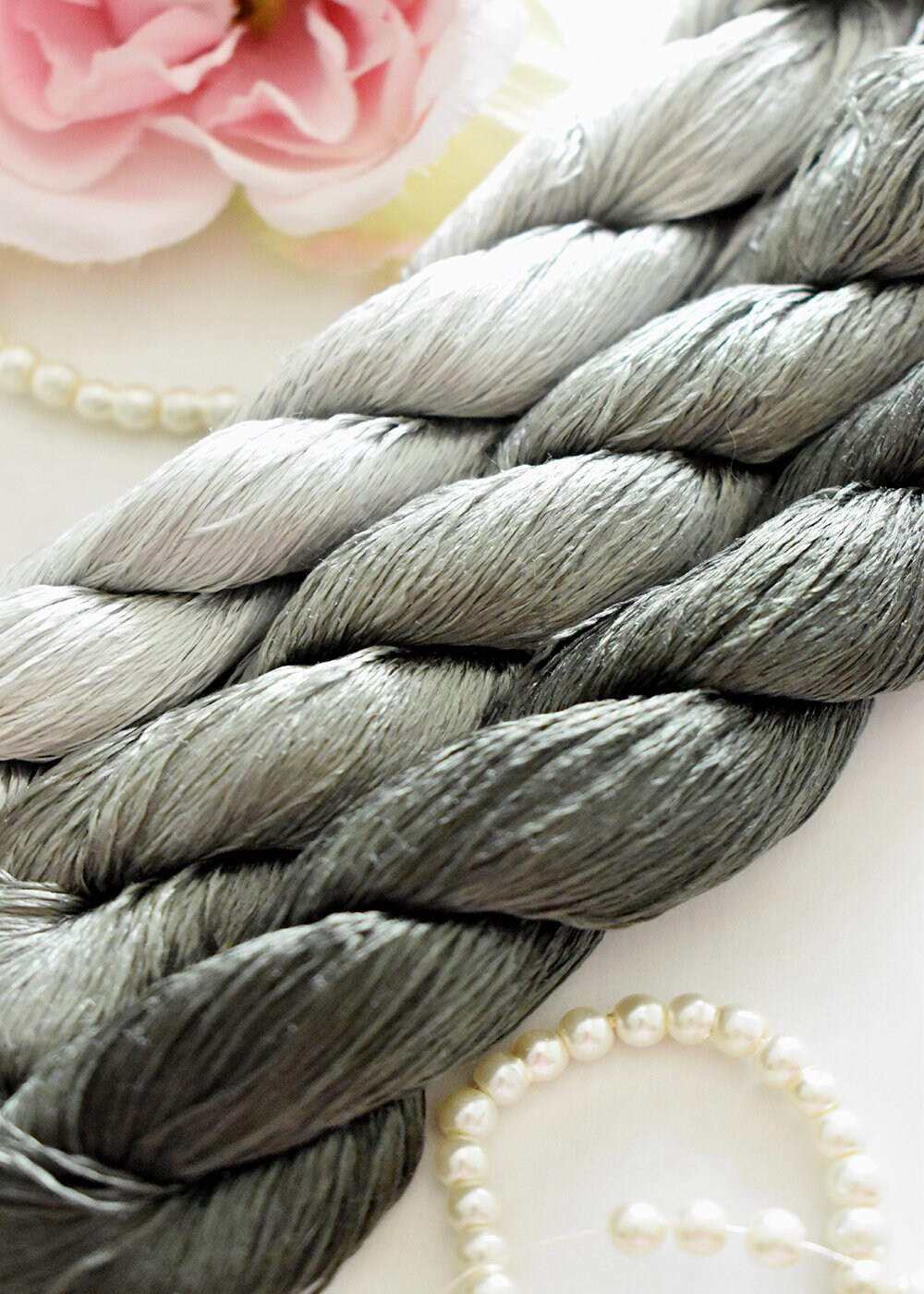 Pure Silk Thread for Embroidery Green Grey Shades Non-twisted - Etsy