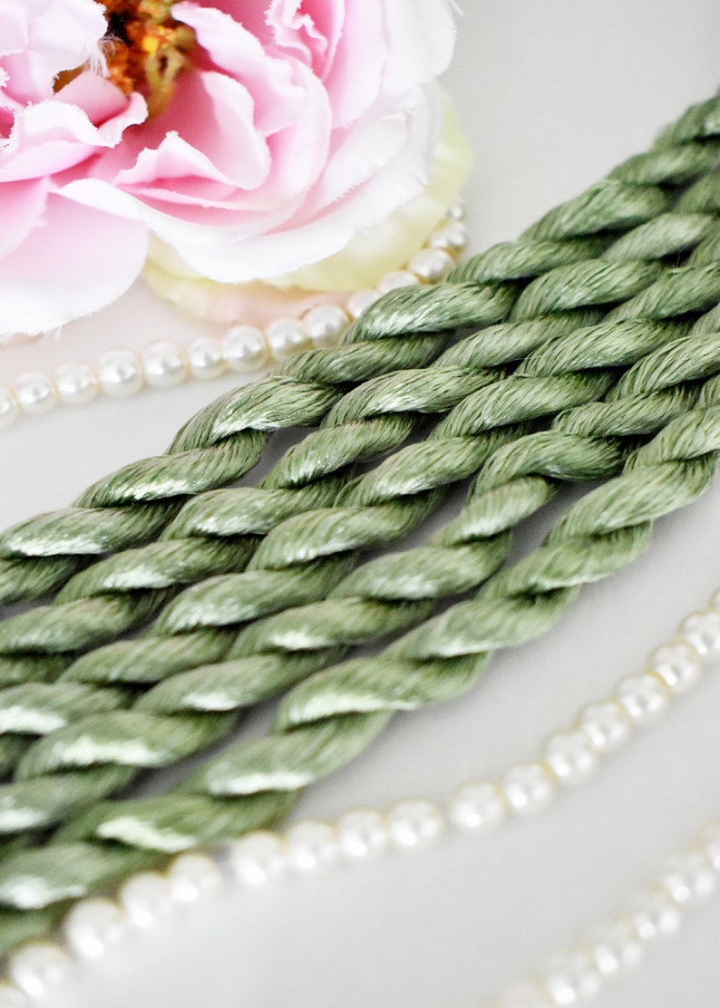 Pure Silk Thread for Embroidery, Green Shades Non-twisted Flat Silk ...