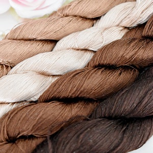 Pure Silk Thread for Embroidery, Brown Shades Non-twisted Flat Silk ...