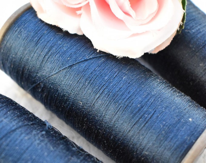 Vintage Pure Silk Thread Dark Blue Color - Etsy