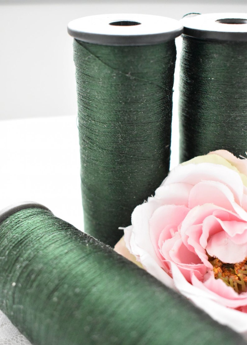 Vintage Pure Silk Thread Moss Green Color - Etsy