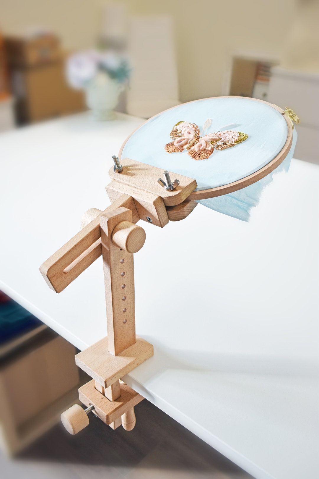 Embroidery Stand With Hoop 20 Cm, Tambour Embroidery Hoop - Etsy