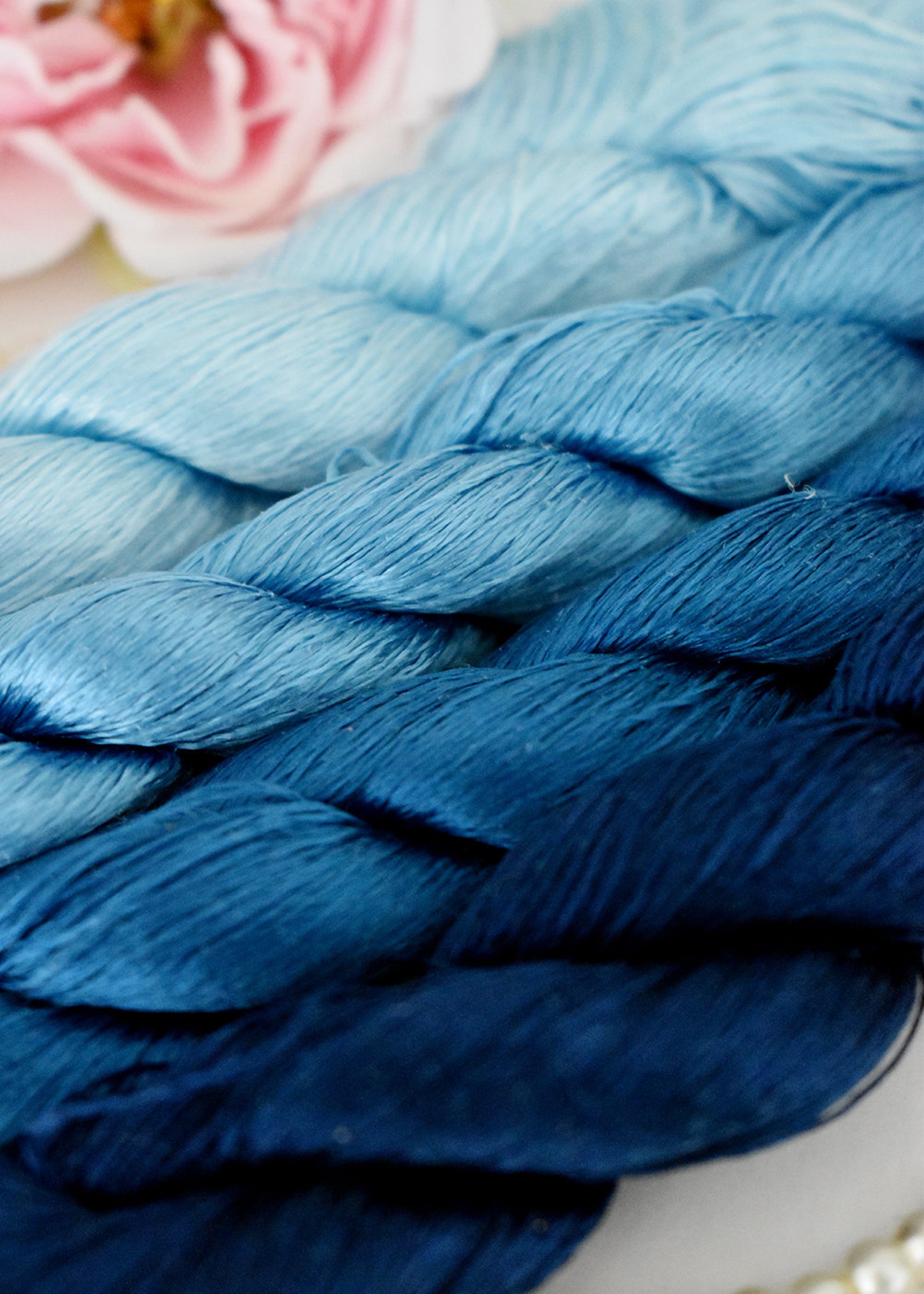 Pure Silk Thread for Embroidery, Blue Shades Non-twisted Flat Silk ...