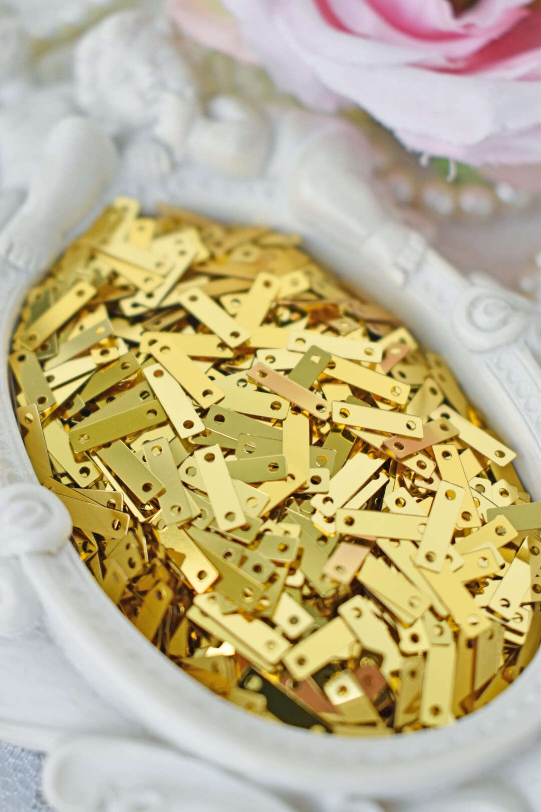 Rectangular Shape Sequins Dark Gold Color, Italian Flat Fantasy Sequins ...