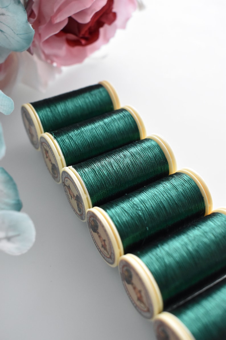 Metallic Pine Green Color 270 Sajou Thread, Metallic Sewing Thread, Fil ...