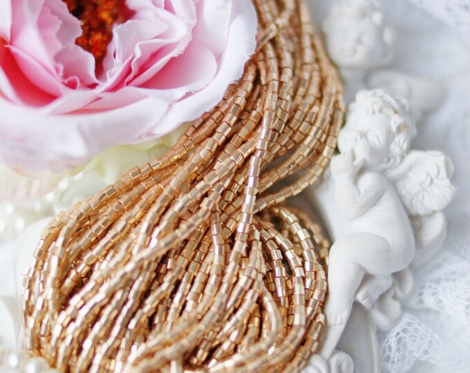 Mat Gold 2 Cut Beads, Metallic Aspect Mat Gold Beads, Bead Strings ...