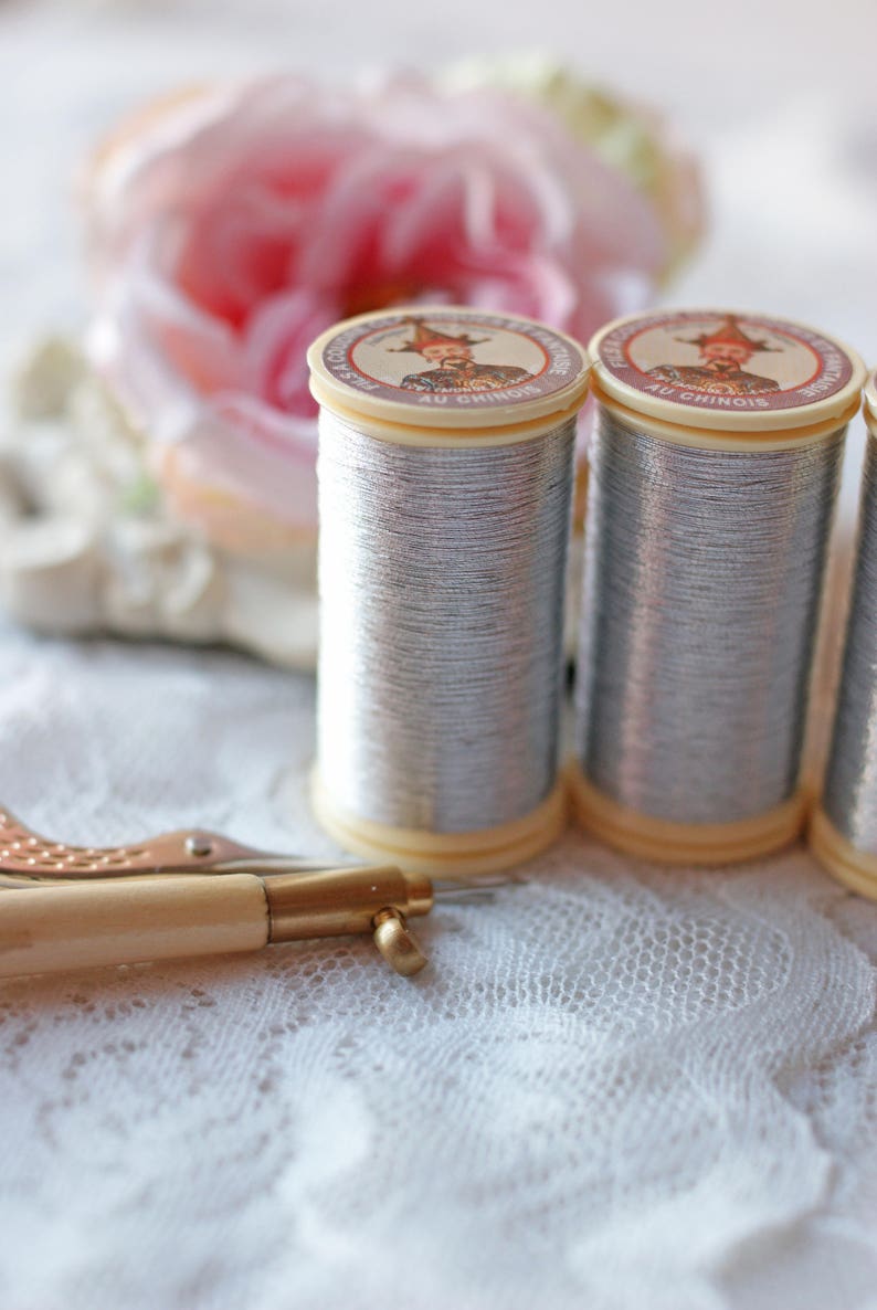 Silver-sajou Metallic Thread Metallic Sewing Thread Fil Au | Etsy