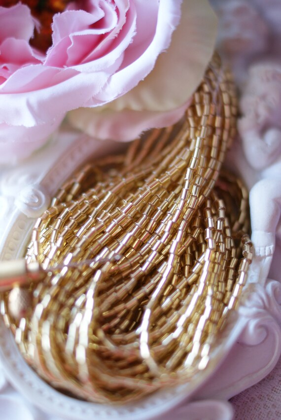 Color Gold Bugle Beads Bead Strands Czech Beads | Etsy