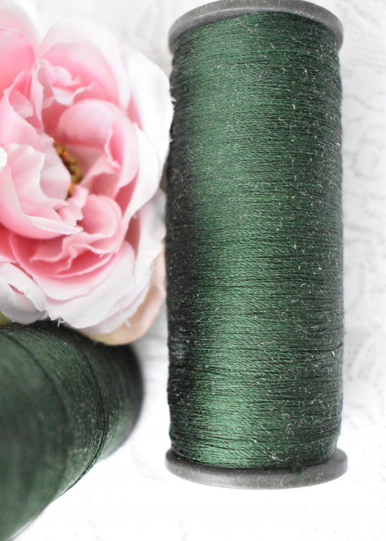 Vintage Pure Silk Thread Moss Green Color - Etsy