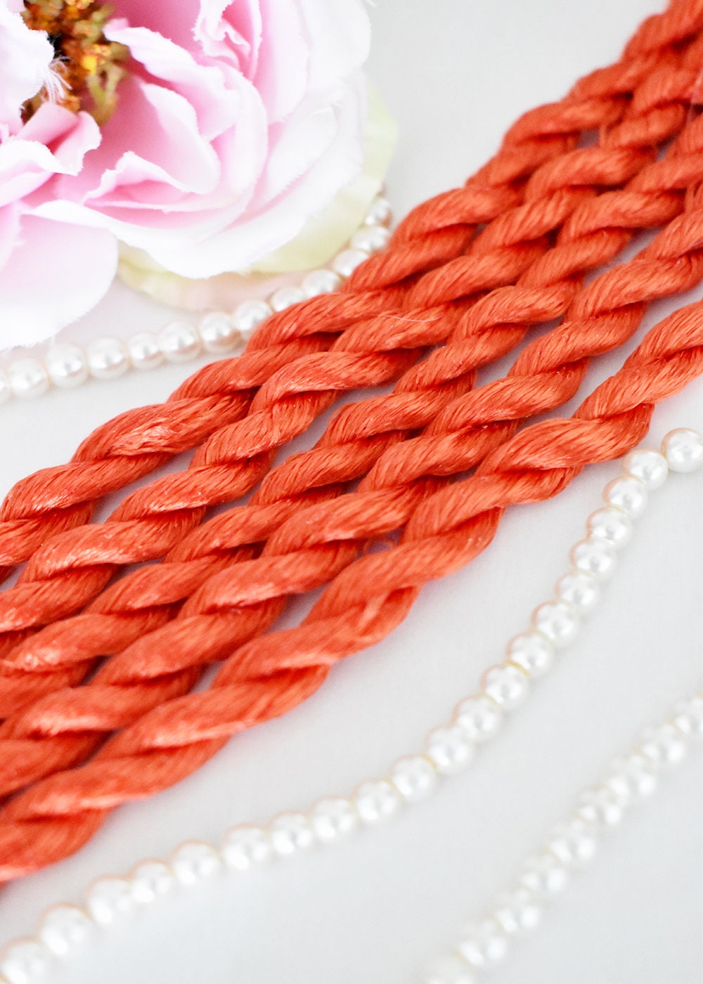 Pure Silk Thread for Embroidery, Orange Shades Non-twisted Flat Silk ...