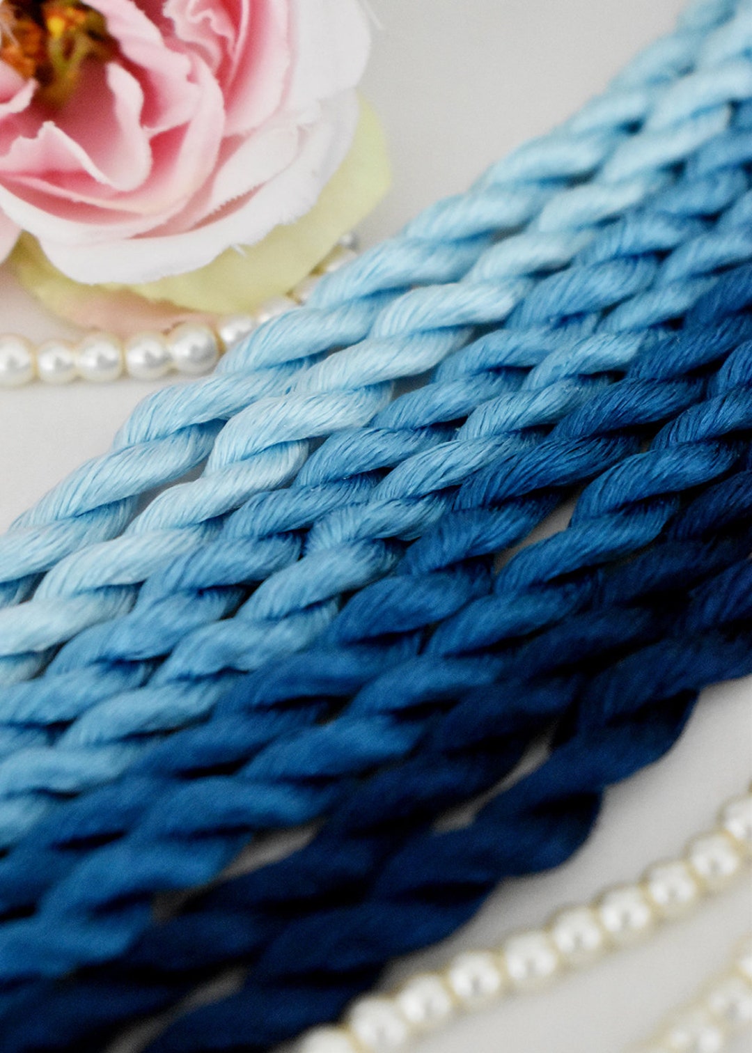 Pure Silk Thread for Embroidery, Blue Shades Non-twisted Flat Silk ...