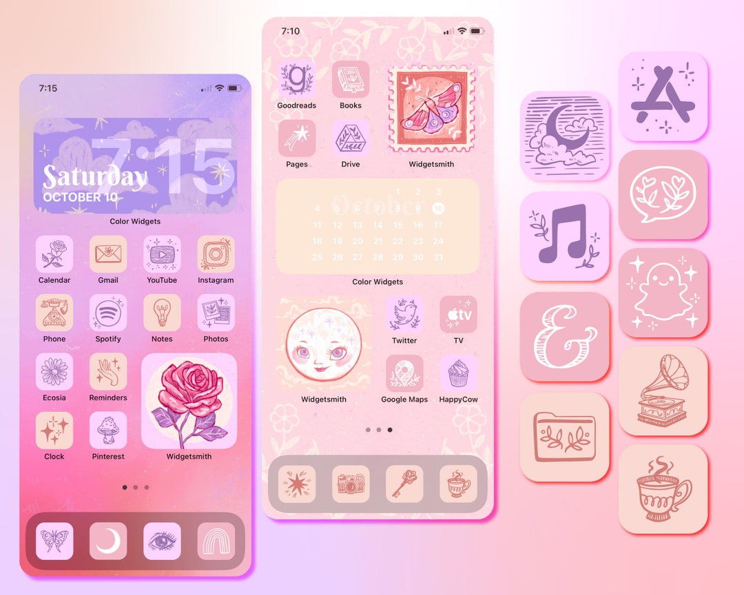 Vintage Pastel | Floral Ios 14 Icon Theme Pack - Etsy