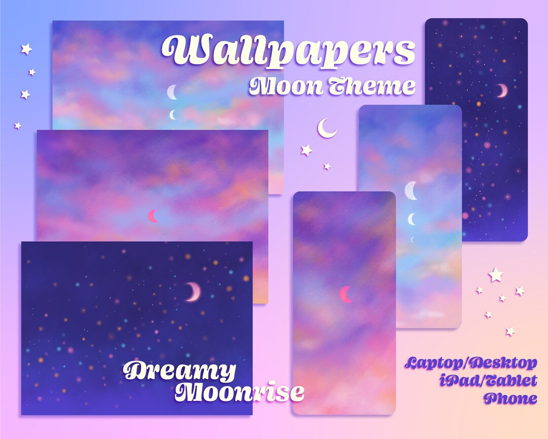 Dreamy Moonrise Wallpaper Set | Ipad/tablet/iphone/laptop/desktop/phone ...