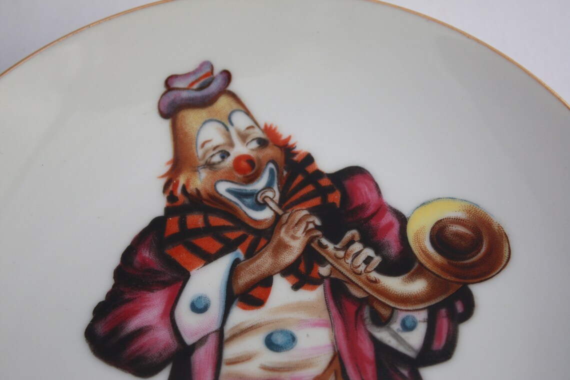Vintage Clown Decorative 6 Plates With Gold Trim Set of - Etsy