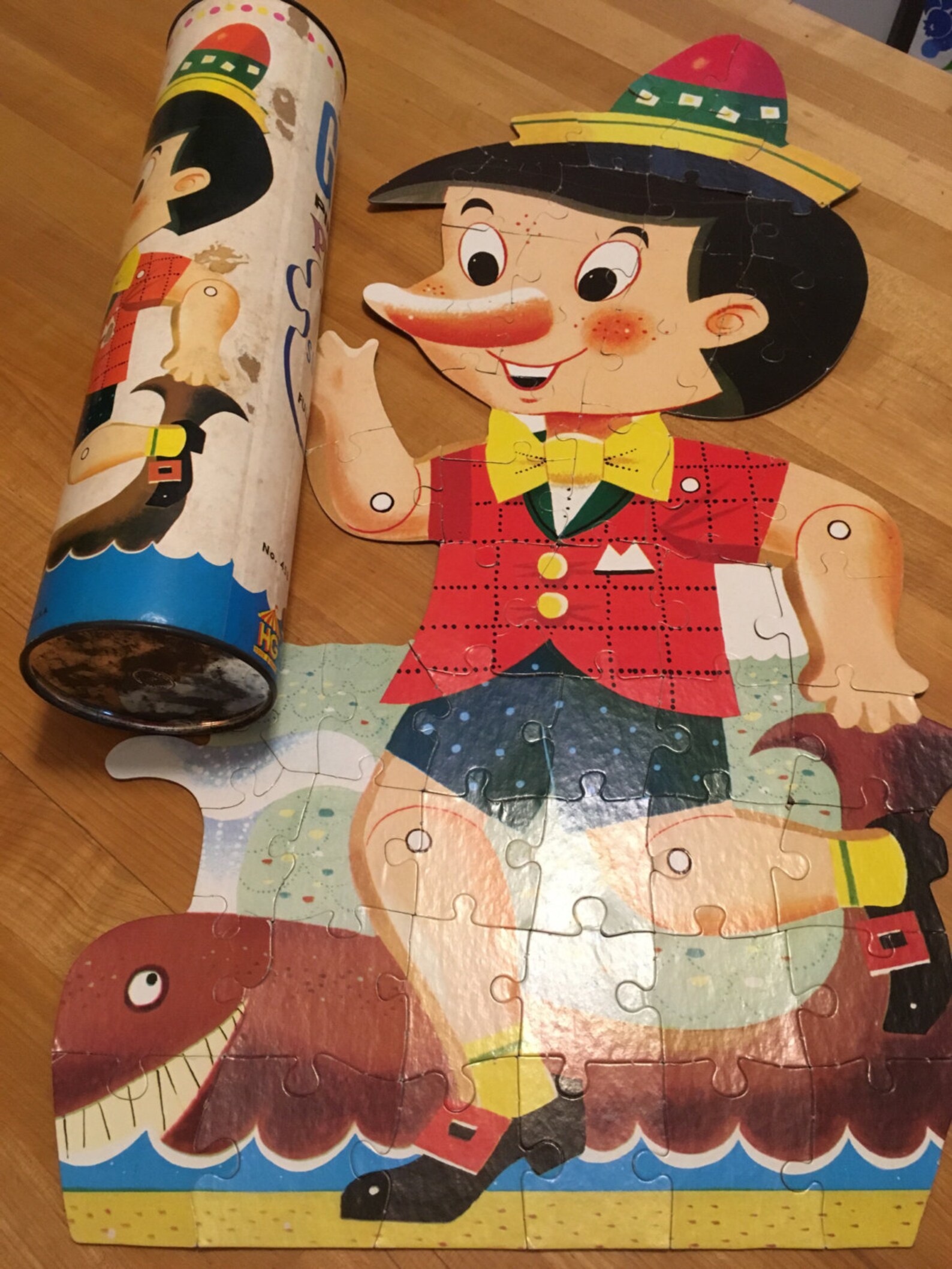 Vintage 27 Pinocchio Giant Puzzle in a Tube 458 50 - Etsy
